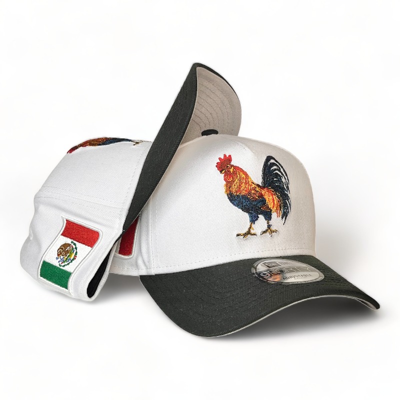 Rooster El Gallo Mexico Flag Patch White Black A-Frame New Era 9FORTY ...