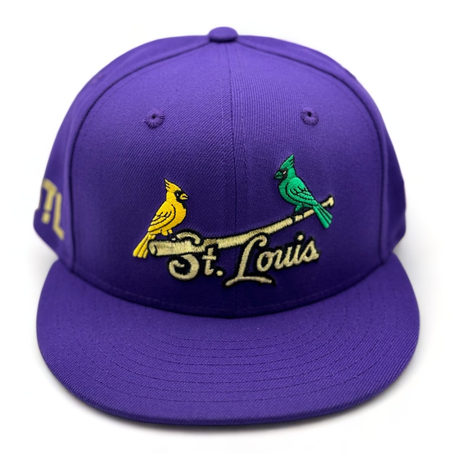 St. Louis Cardinals Purple Mardi Gras STL Patch Green UV New Era ...