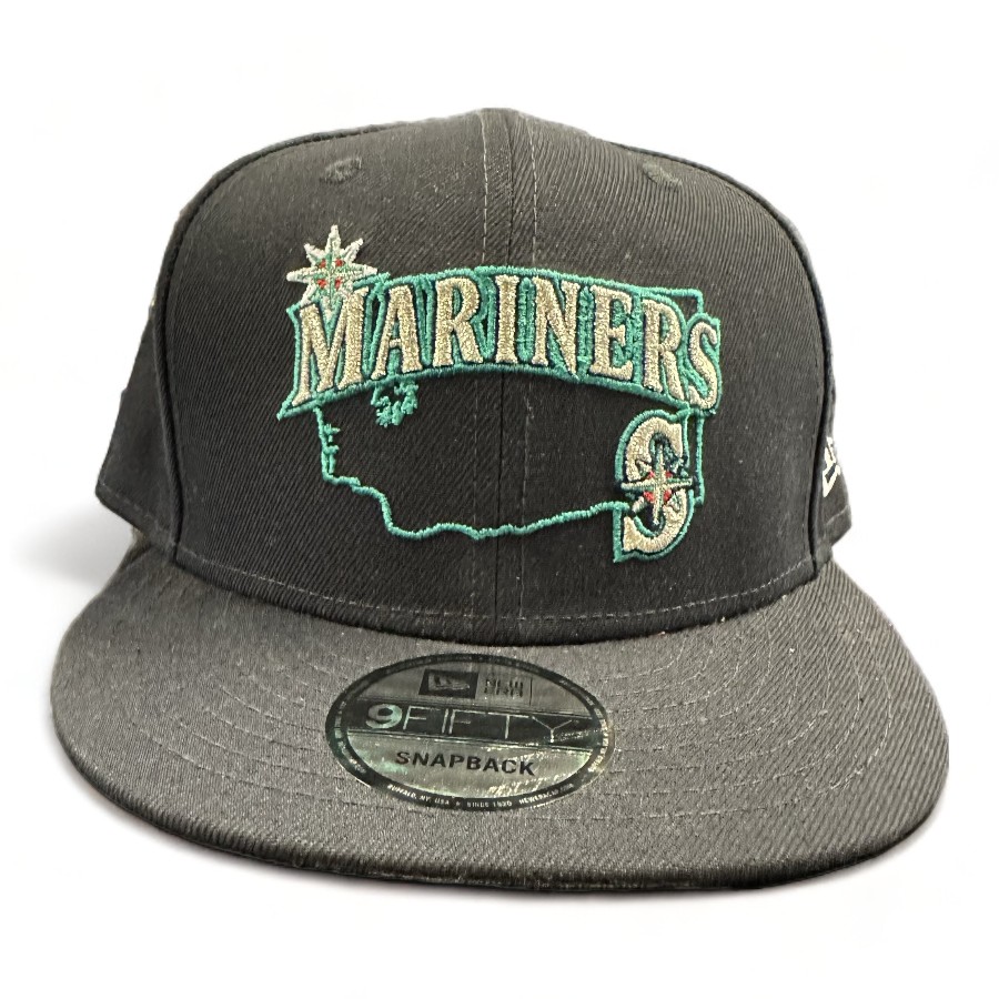 Seattle Mariners Black Teal State Logo New Era 9FIFTY Snapback Hat | Pro Image Sports