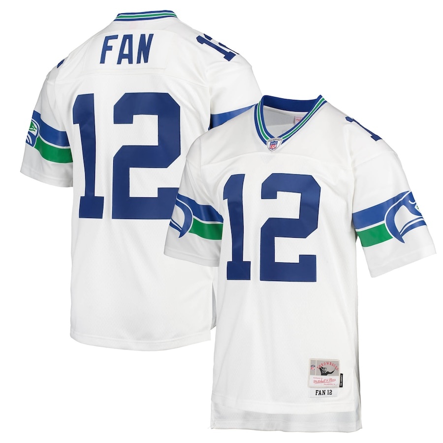 Seattle Seahawks 12 Fan Retro White Throwback Mitchell & Ness Legacy ...